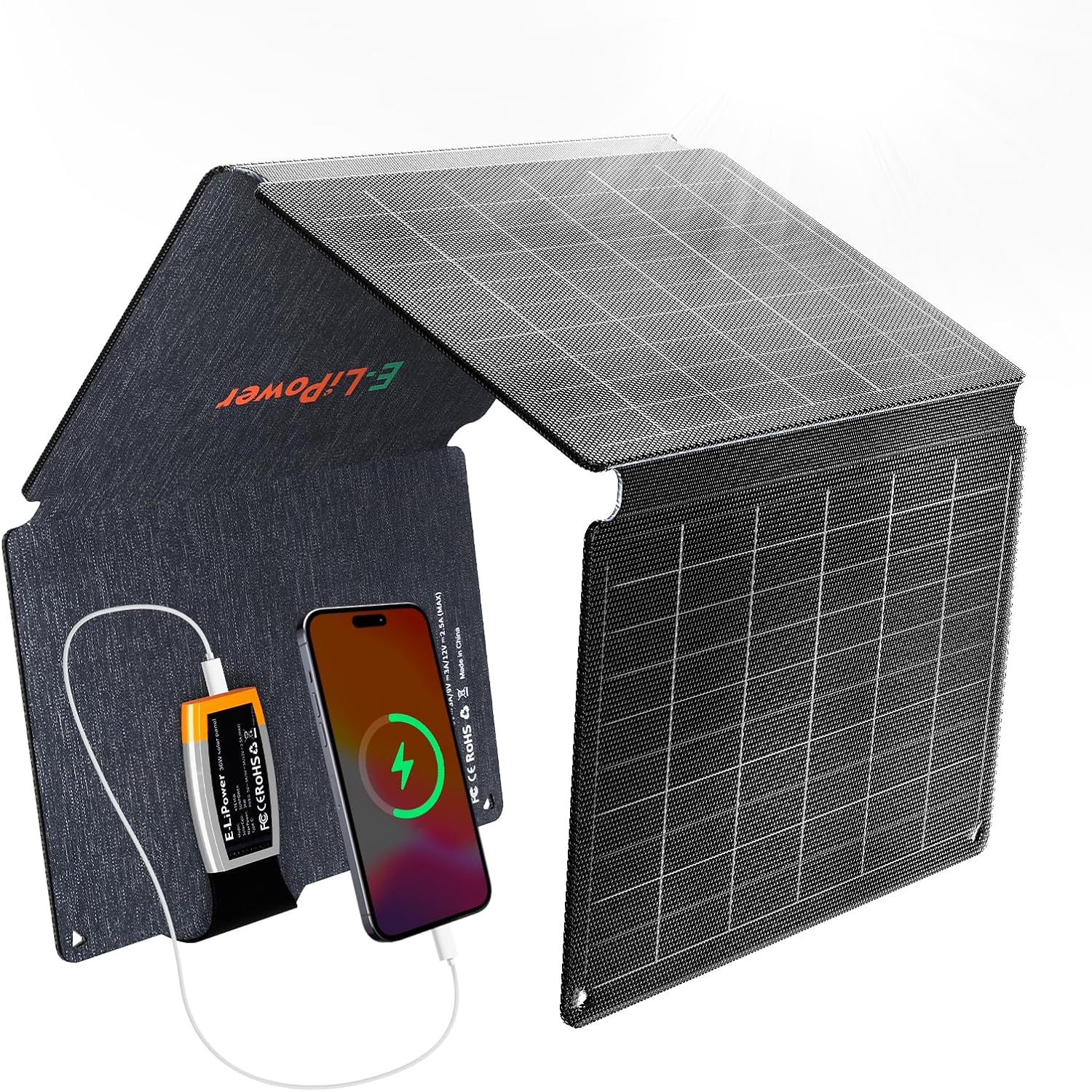 E-LiPower Portable Solar Panel 36W | 26% High-Efficiency Foldable Solar ...
